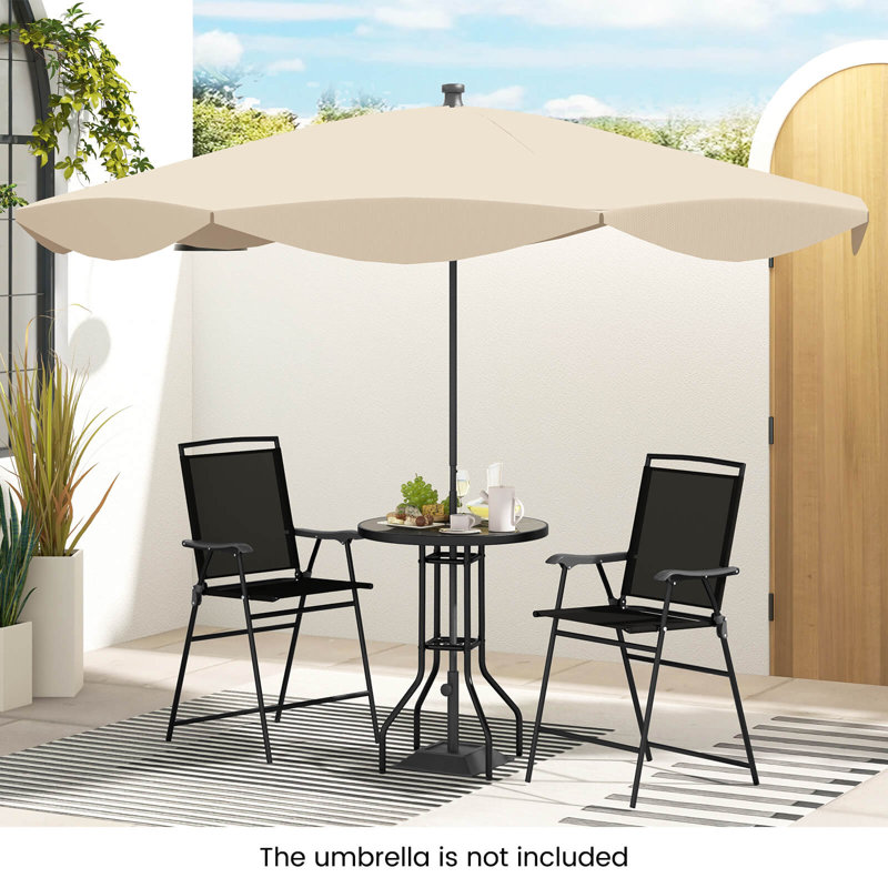 Latitude Run® 3 Pcs Outdoor Bar Stool Set With Dpc Tabletop Umbrella ...