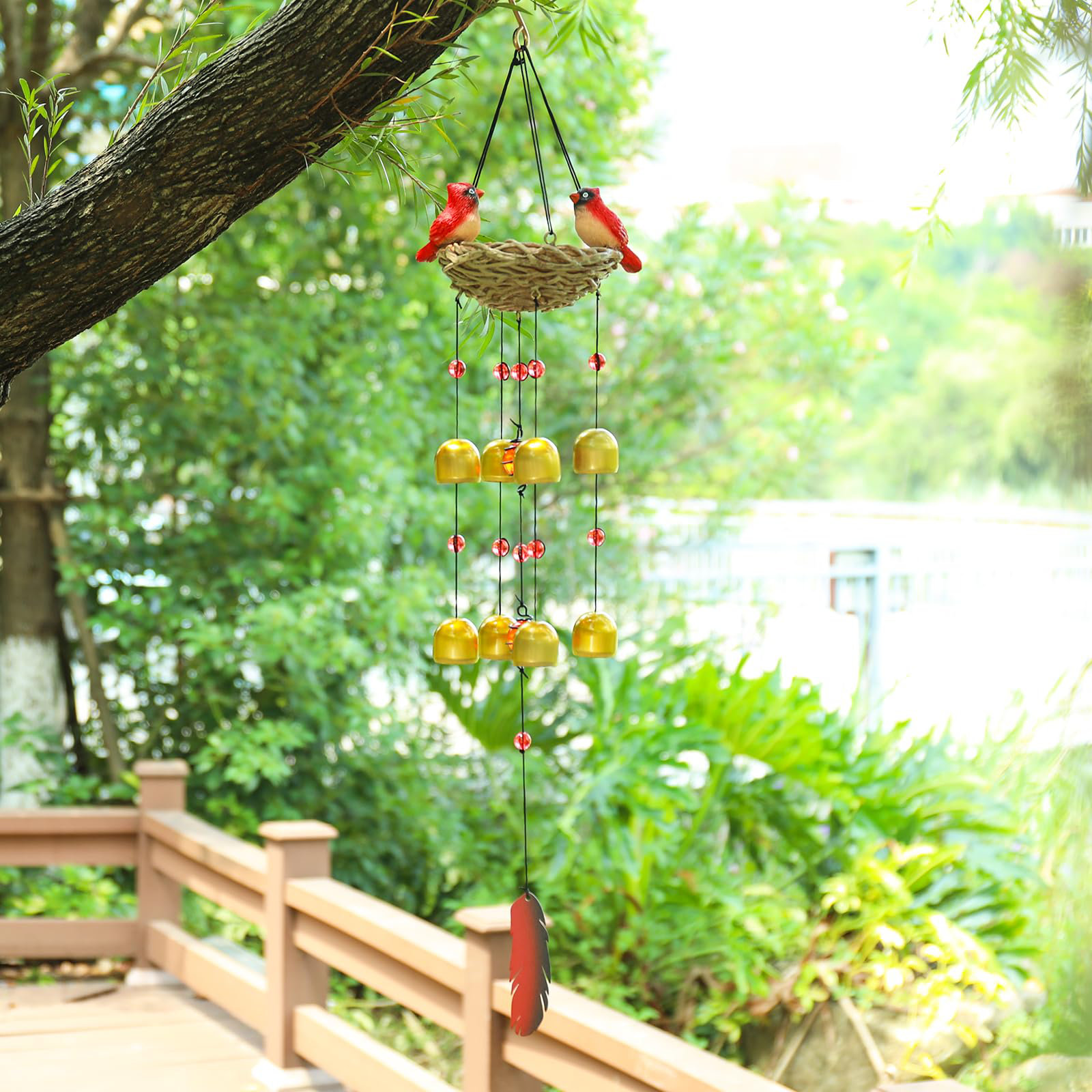 Arlmont & Co. Laketa For Outside - 27.5" Cardinals Wind Bell For ...