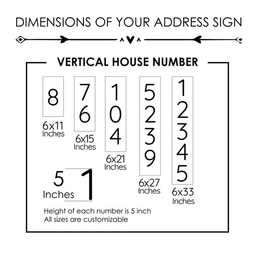 White Harmony House Number Vertical , Modern Address Sign Plaque | Wayfair