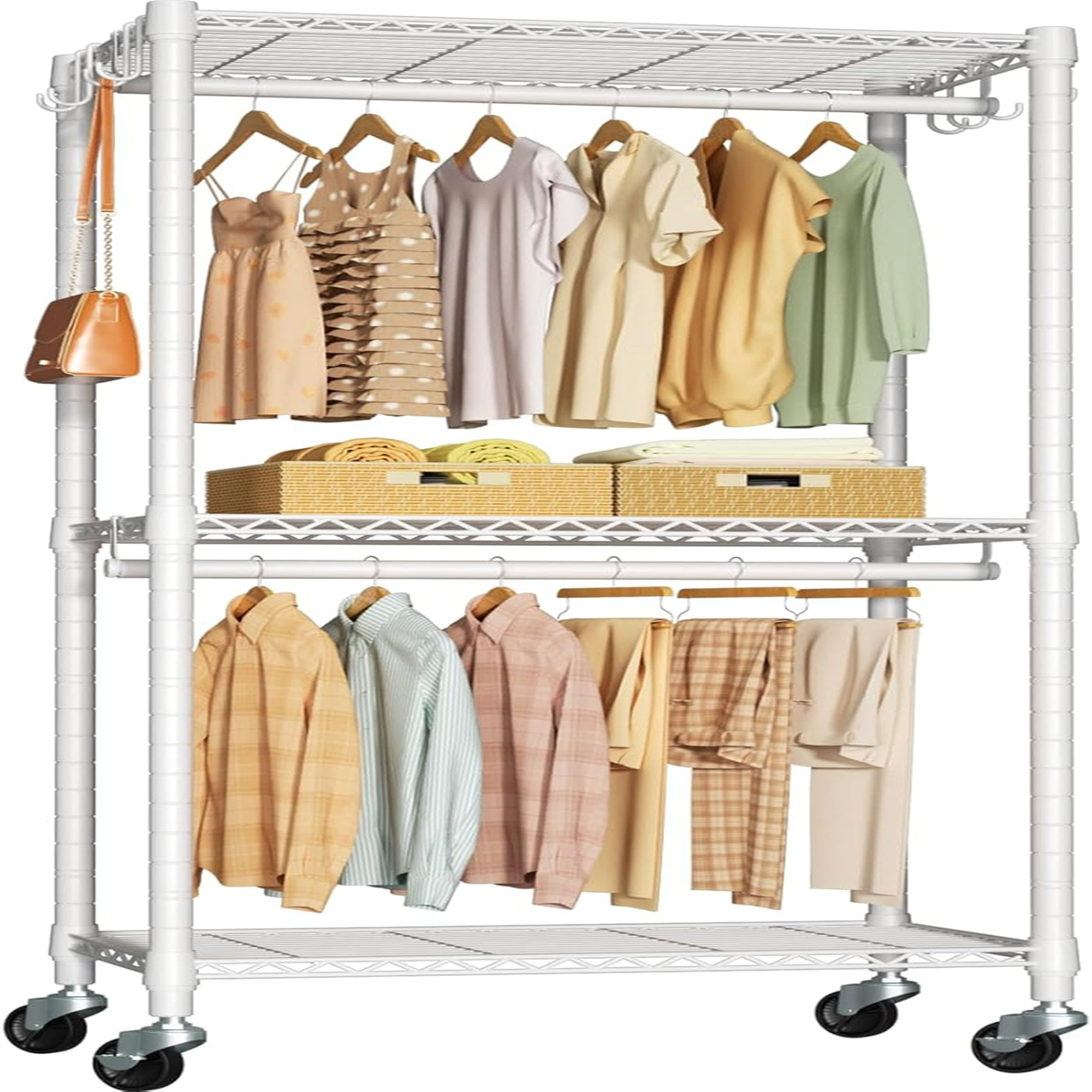Rebrilliant P3 Mini Rolling Hanger, Heavy Duty Garment Rack ...