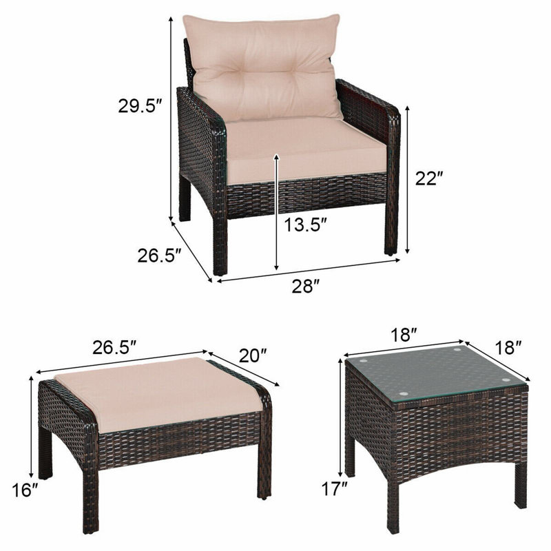Latitude Run® 5 Pcs Patio Rattan Wicker Sofa Furniture Set | Wayfair