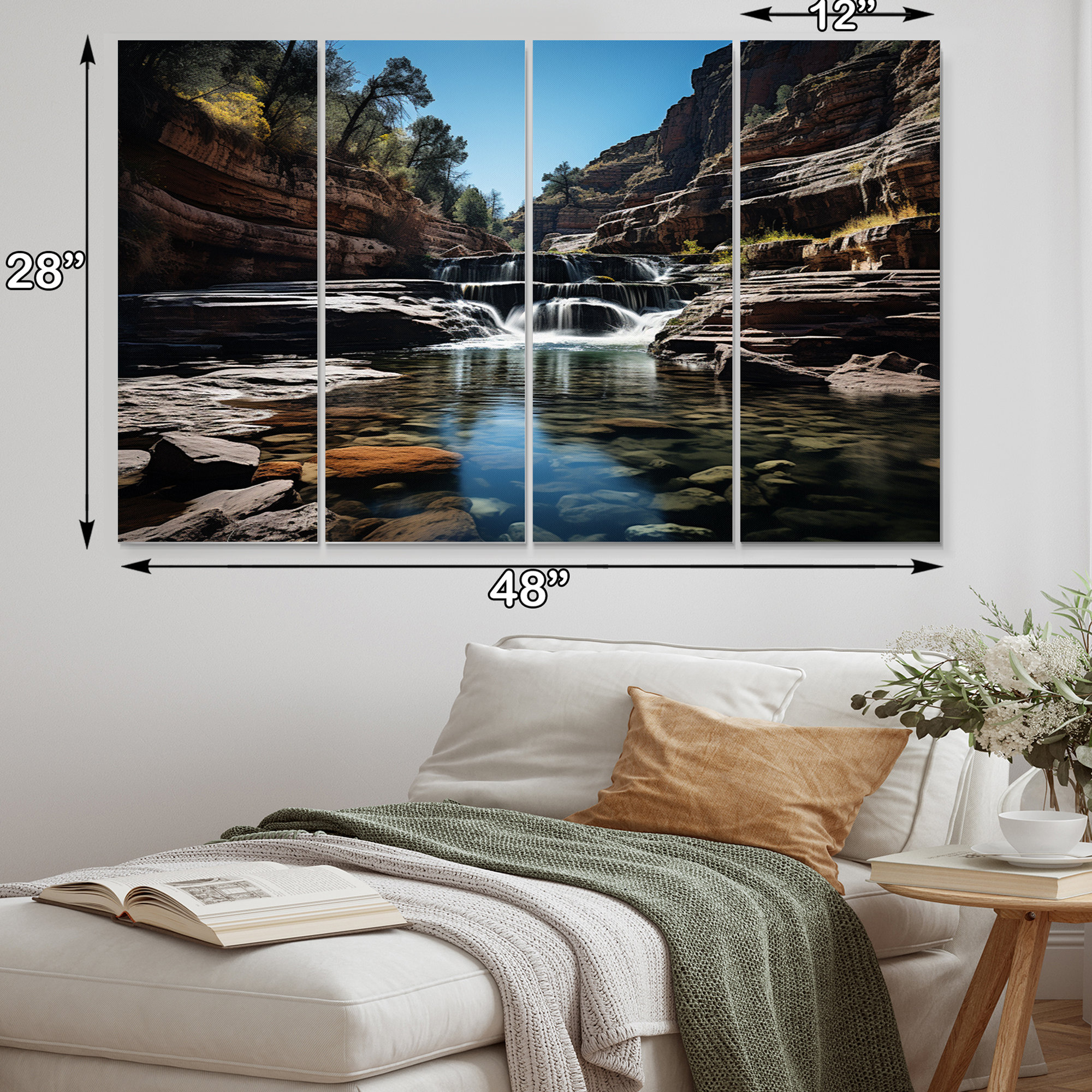 Design Art 4 Canyon Ephemeral Waterfalls Wall Decor Set Metal | Wayfair