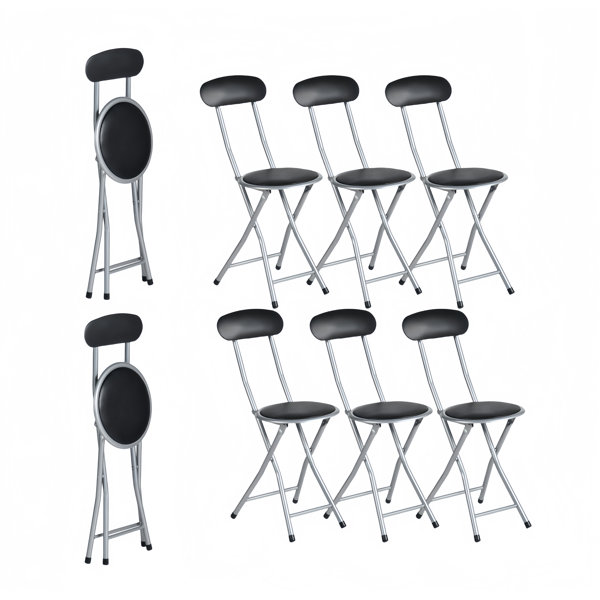 Ivy Bronx Compact Padded Folding Stool Set Of 8,Kitchen Stools With ...