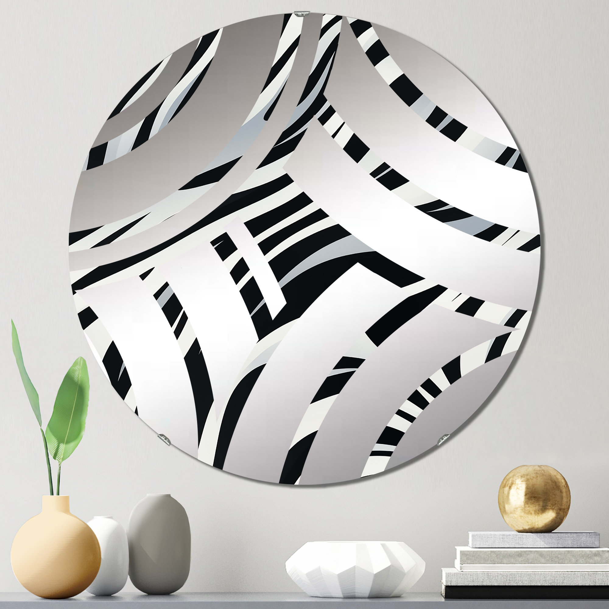 Design Art Black And White Zebra Stripes - Centre Wave Decorative ...