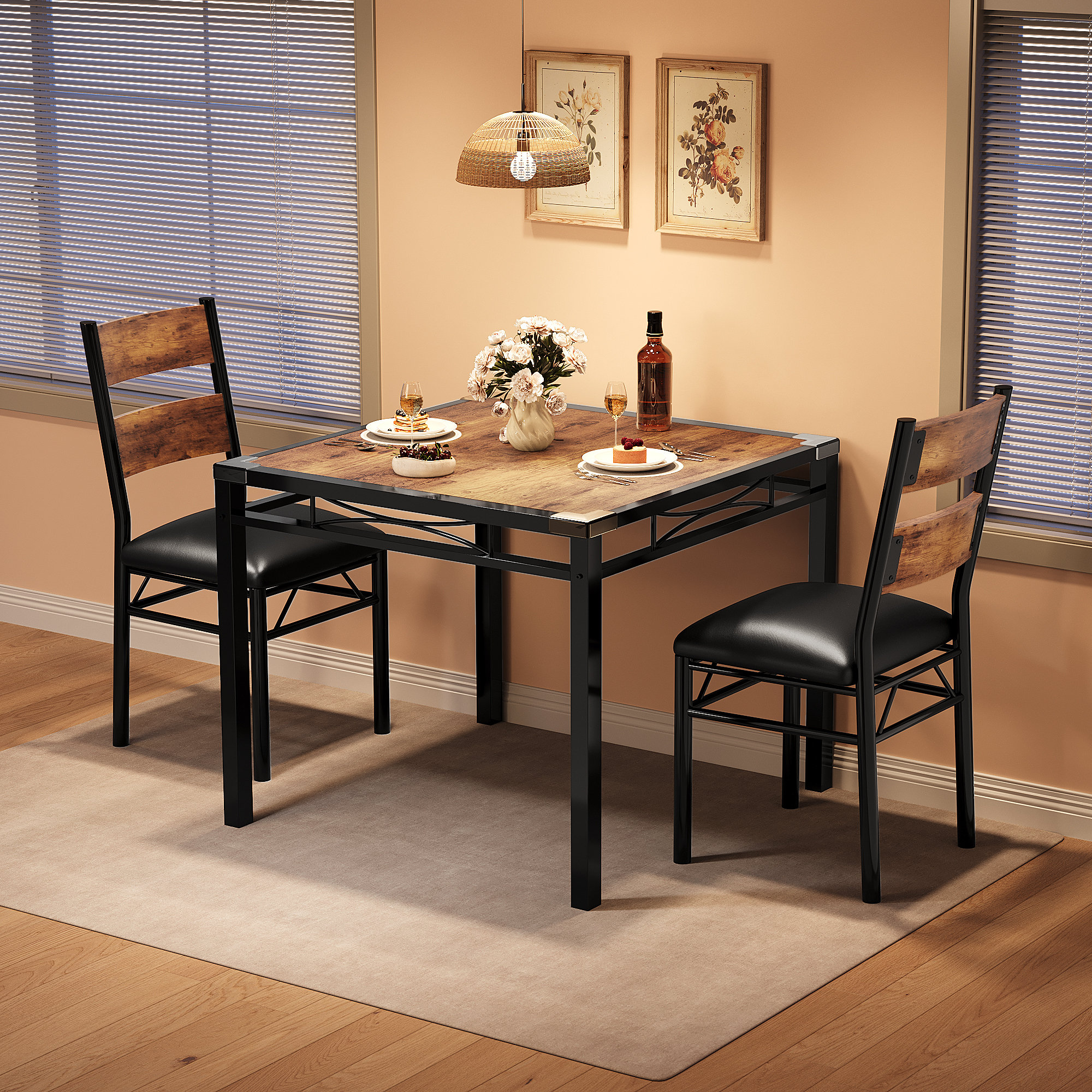 Borough Wharf MDF with Iron Embedded Desktop Dining Table Set - MDF ...