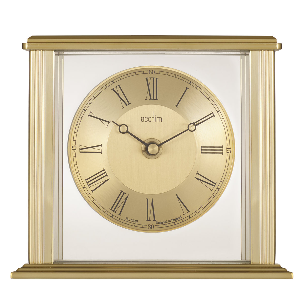 Acctim Gayhurst Mantel Clock Quartz Polished Metal & Glass Floating ...