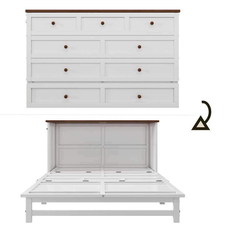 Red Barrel Studio® Tillio Solid Pine Murphy Bed Cabinet With Charging ...