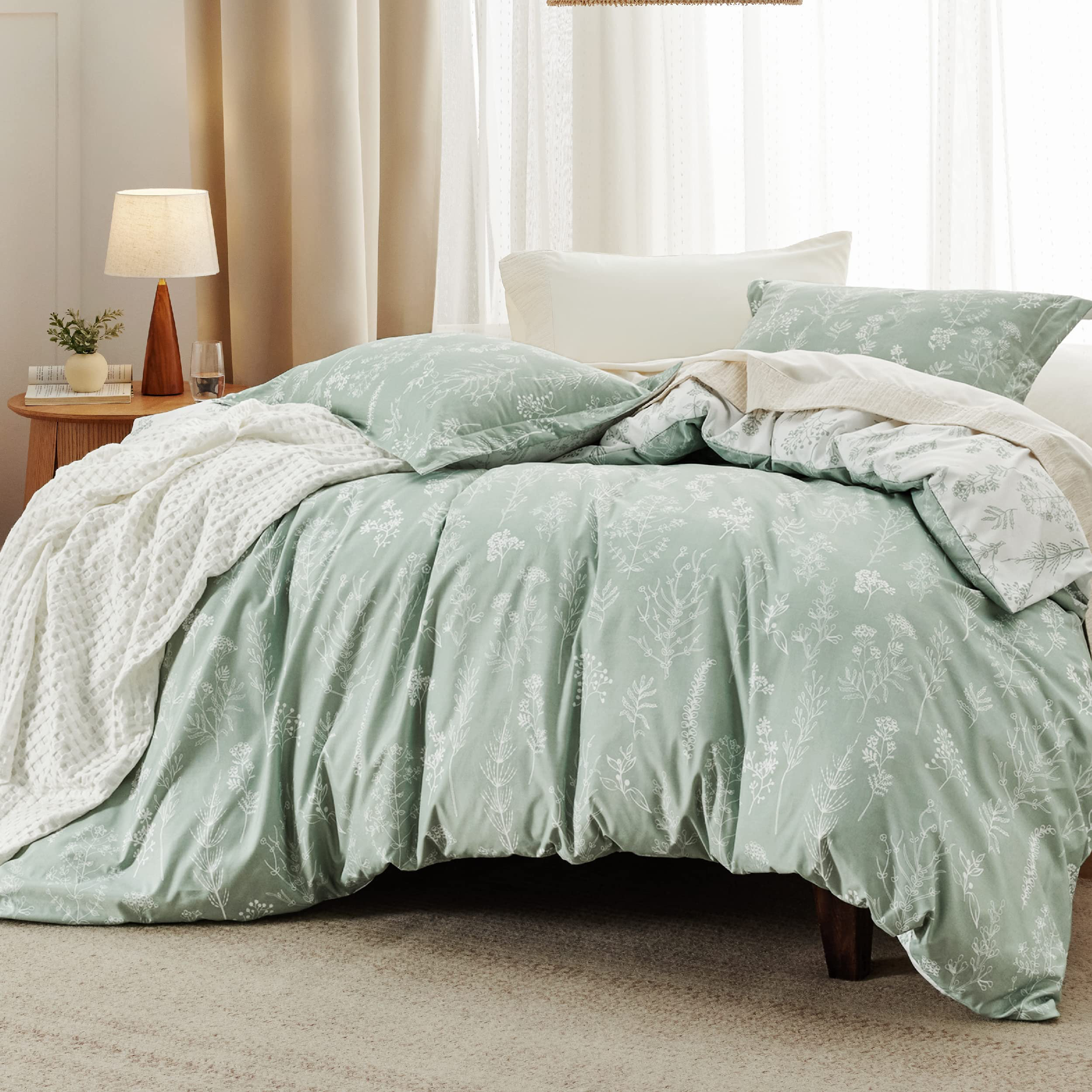 Bedsure Best Seller Bedsure Comforter Set Reversible Cute Floral ...