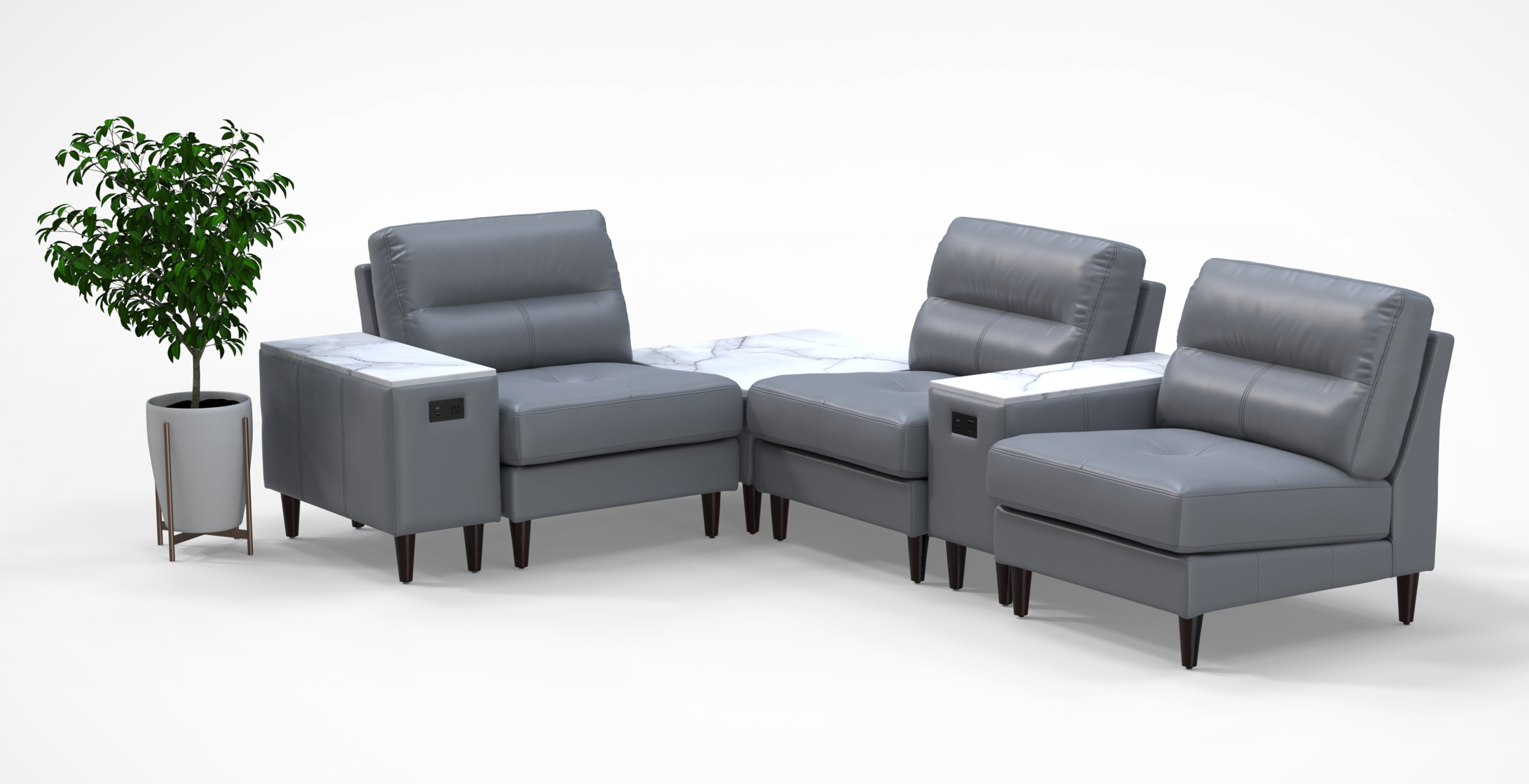 Reunion 3 Person Waiting Room Reception Chairs with Charging Tables Set ...