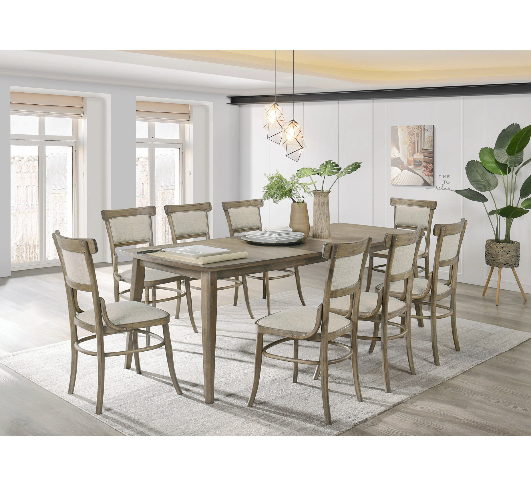 One Allium Way® Vintage 9 Piece Dining Table with Extension Leaf and ...