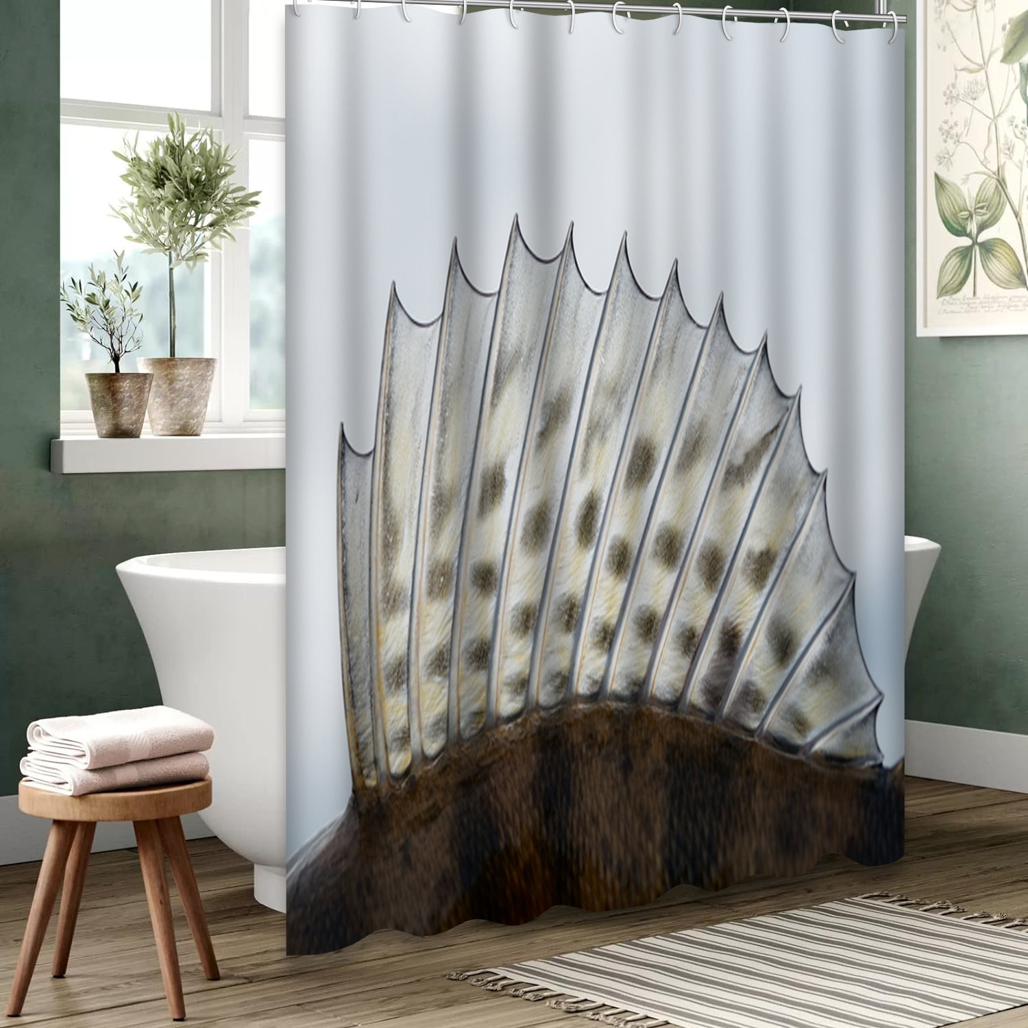 East Urban Home Pike Waterproof Shower Curtain,Fish Sharp Animal Catch ...