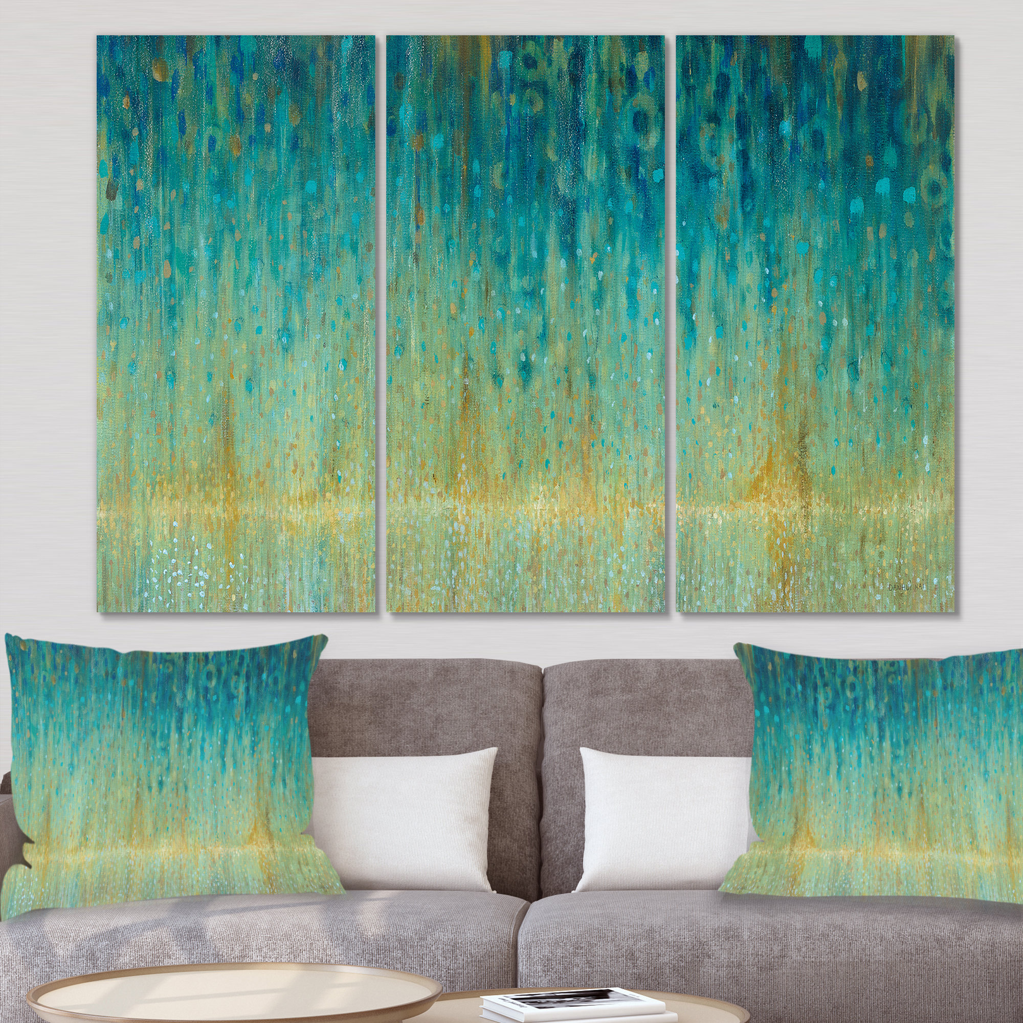 East Urban Home Premium 'Rain Abstract Panel' Painting Multi-Piece ...