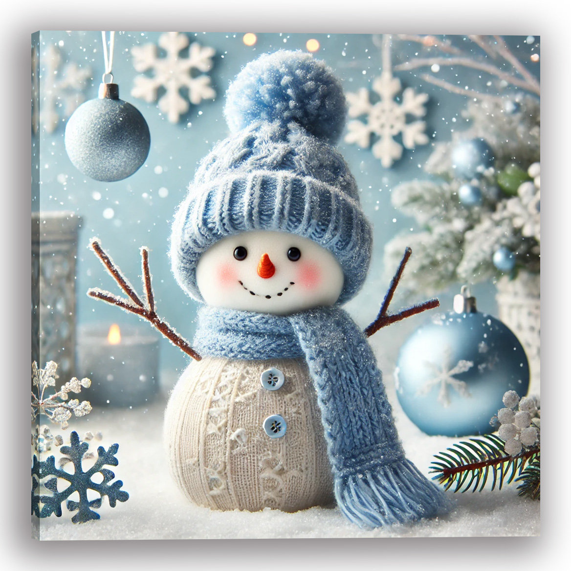 Ophelia & Co. Snowy Companions: Twin Snowmen in Blue Winter Attire ...