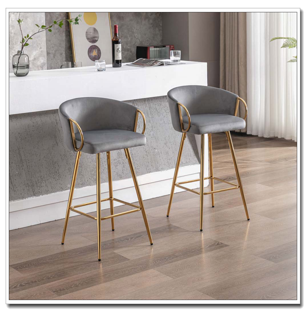 Corrigan Studio Bar Stools,with Chrome Footrest and Base Velvet ...