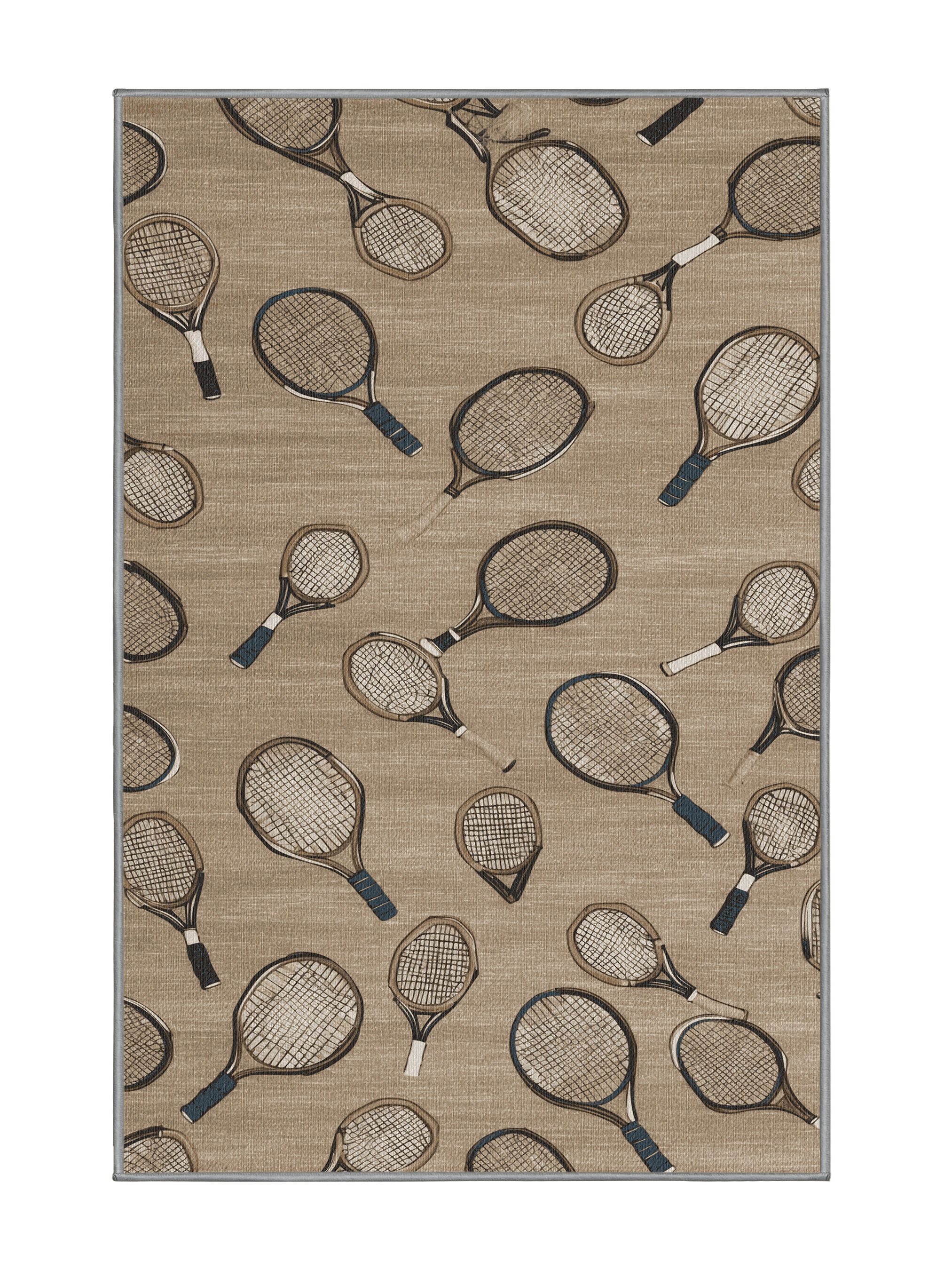 Foundry Select Washable Tennis rackets Sports Area Rug | Wayfair