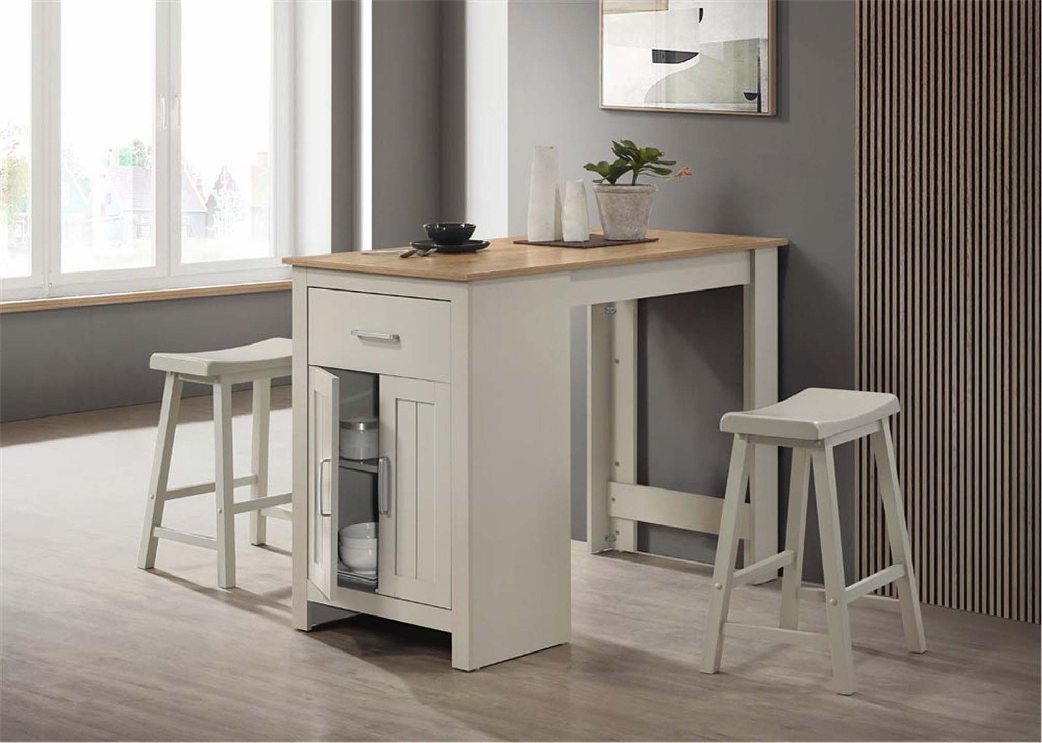 Ebern Designs 47-Inch Counter Height Dining Table with Cabinet, Drawer ...