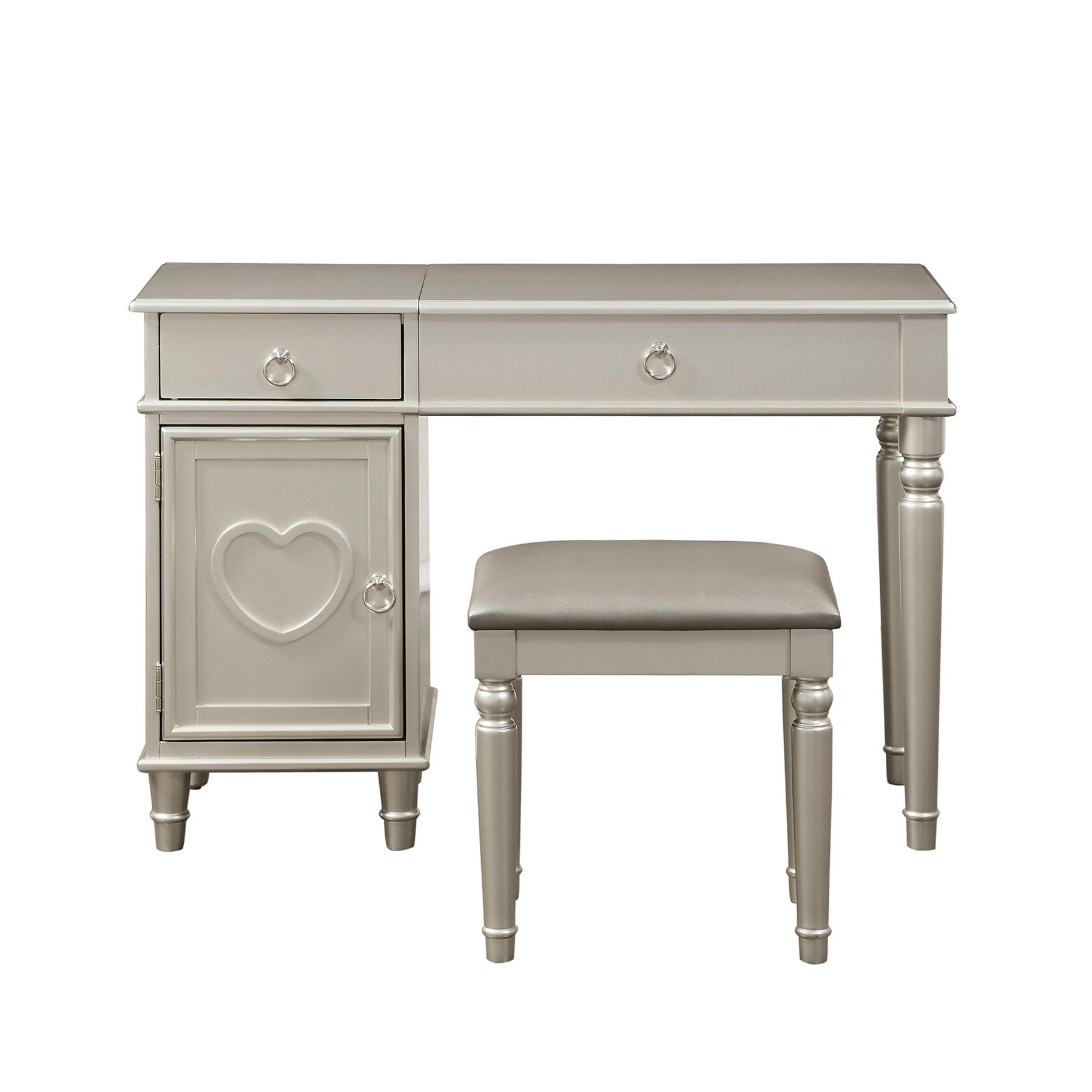 Canora Grey Bedroom Vanity Set Stool Open Up Mirror Storage Space ...
