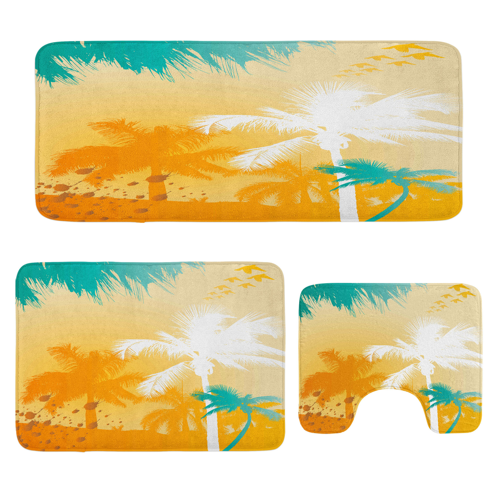 Bay Isle Home™ Tropic Bathroom Rug Set 3 Pieces U-Shape & Rectangle ...