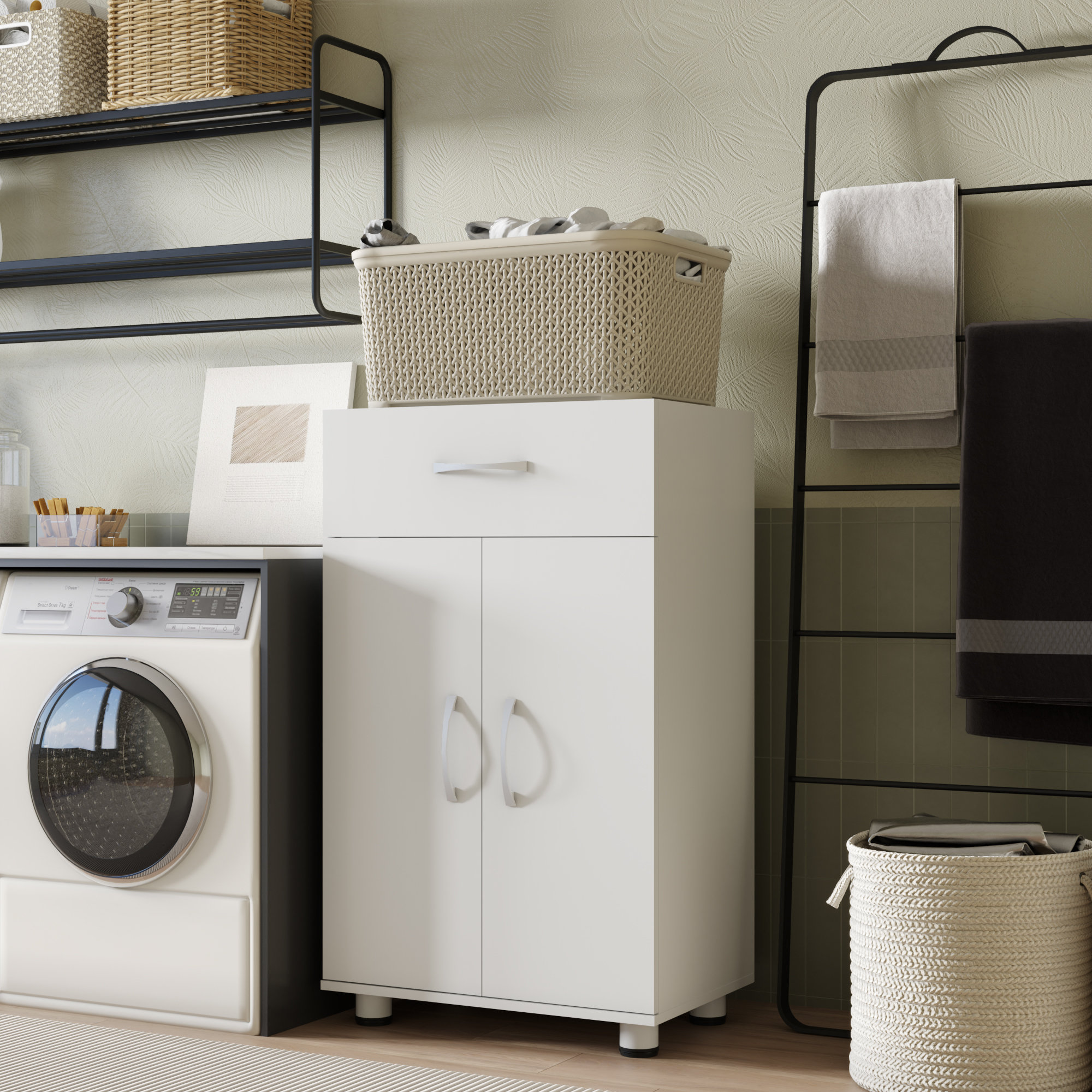 WFX Utility™ 24"W Base Storage Cabinet With 1 Drawer And 2 Doors | Wayfair