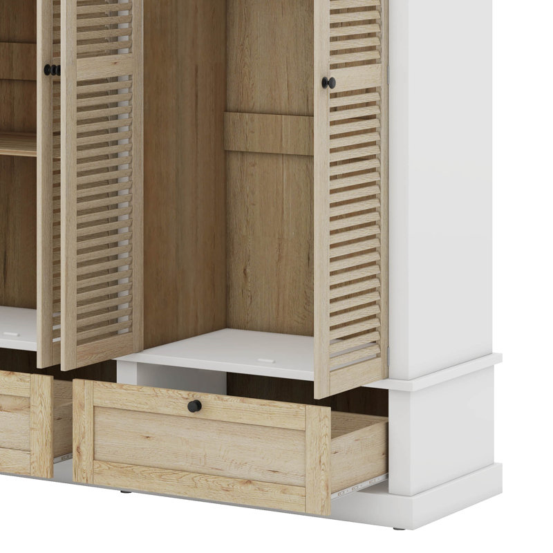 Cosmic 4 Shutter Door Wardrobe Armoire Closet With 2 Drawers | Wayfair