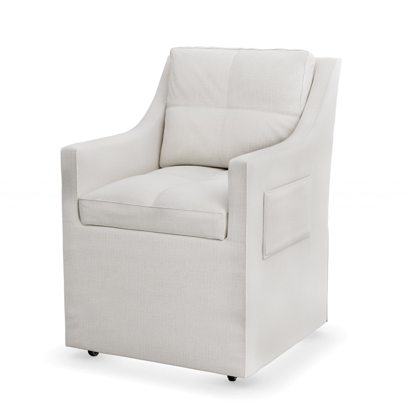 Hokku Designs Linen Upholstered Fabric Arm Dining Chairs With Casters & Wheels | Wayfair