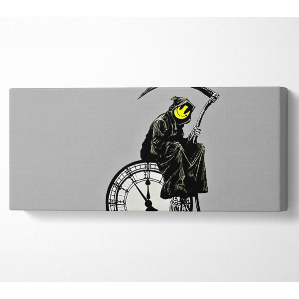 Happy Larry Smiley Face Reaper Times Up - Wrapped Canvas Art Prints ...