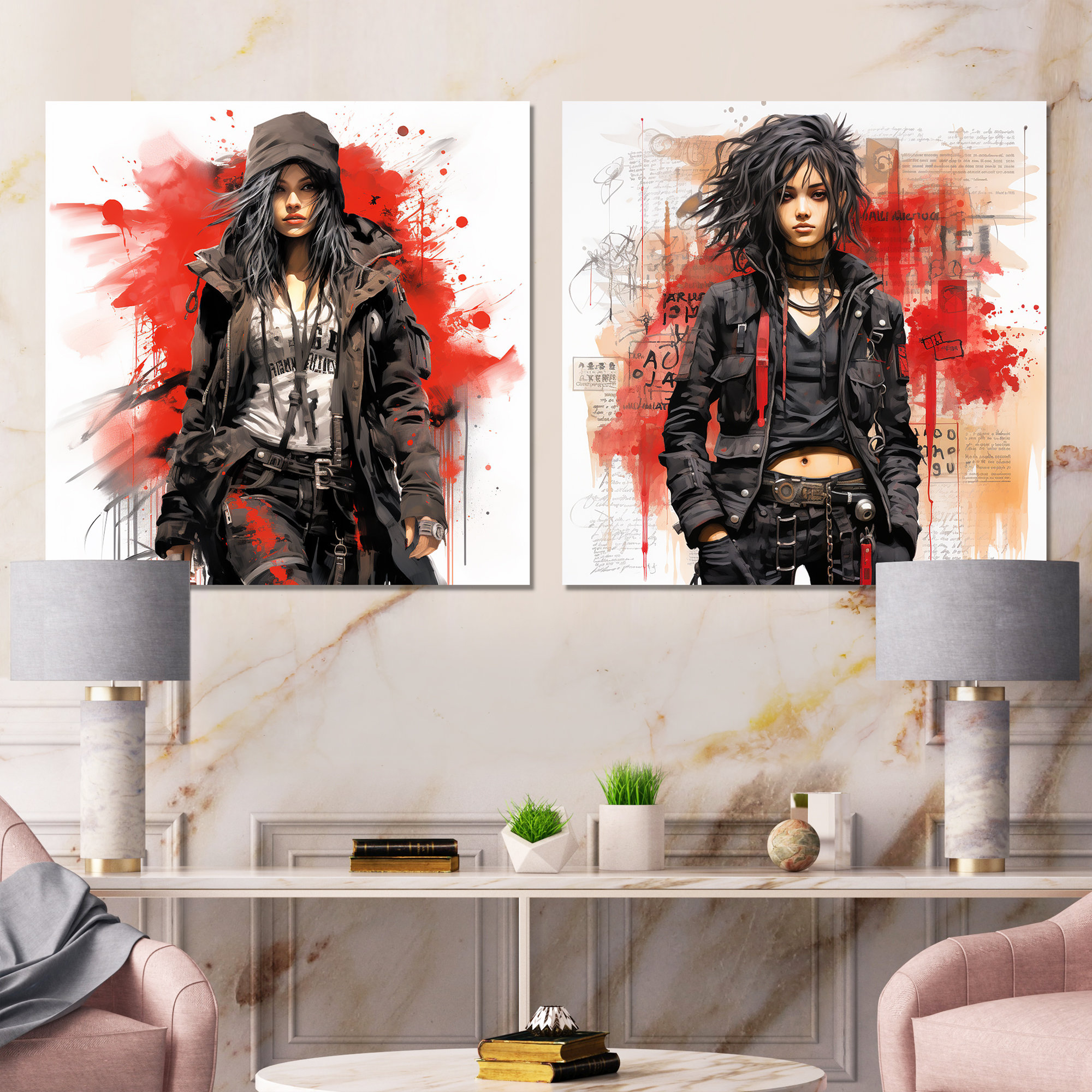 Mercer41 Black And Red Punk Woman Rebellion Portrait I - Fashion ...