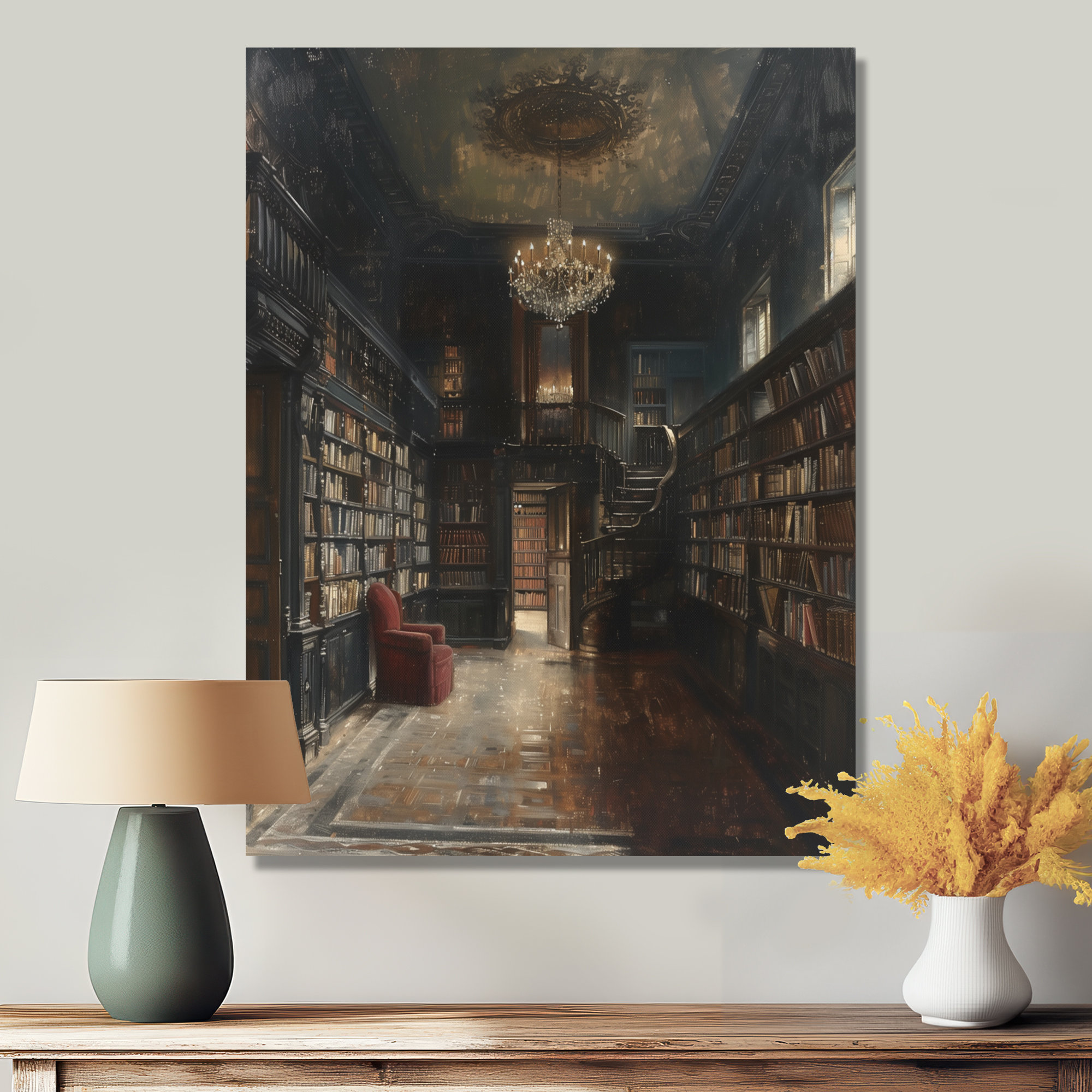 Design Art Brown Library Shelves Historic Haven II - Libraries Wall Art ...