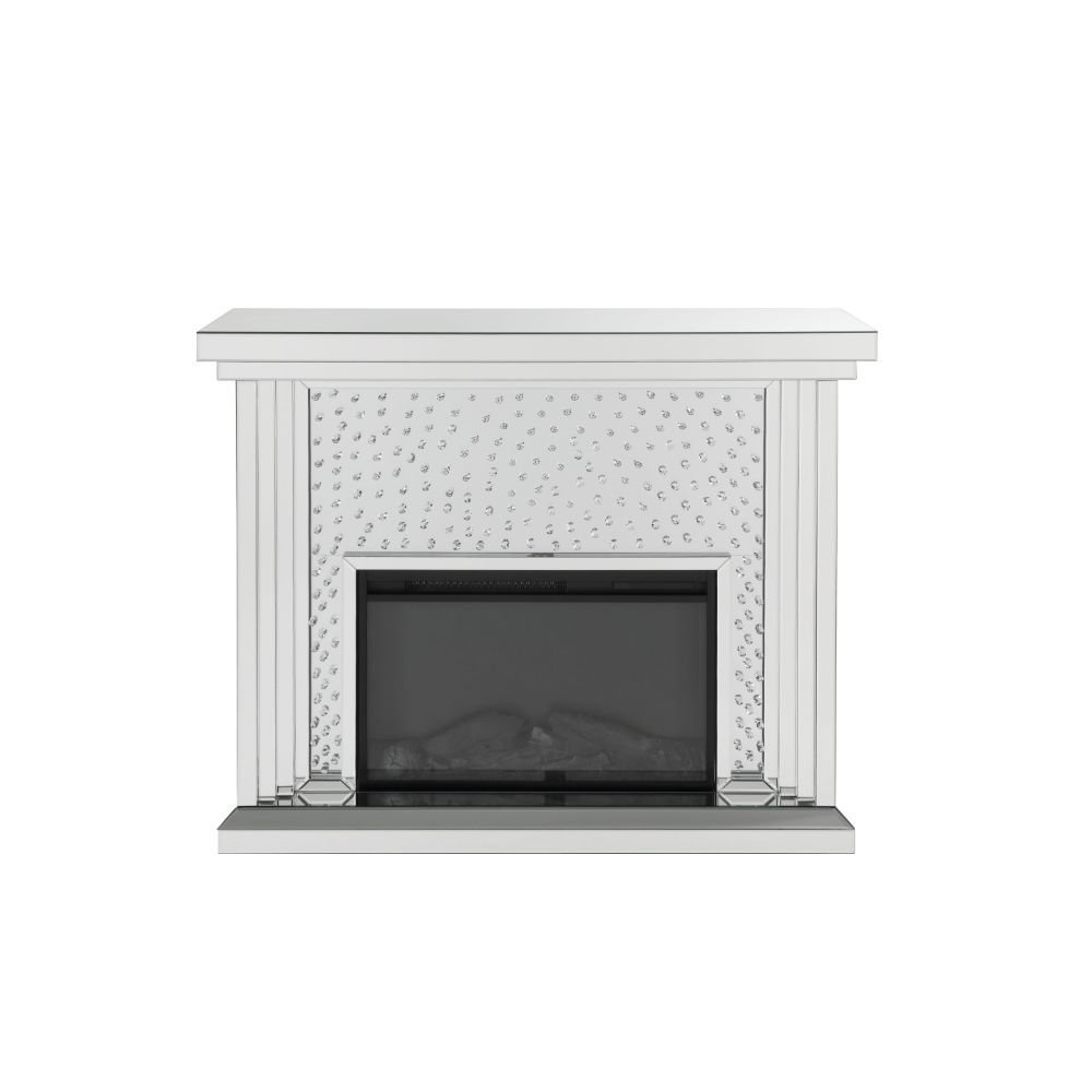 Everly Quinn Declan Faux Crystal Inlaid Wooden Electric Fireplace With ...