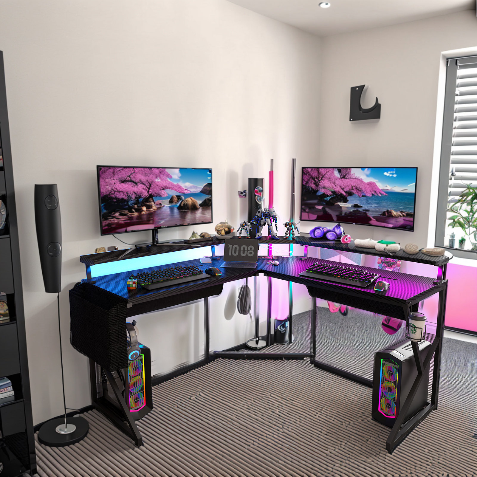 Inbox Zero Latricha Home Office L Shaped Corner Gaming Computer Desk ...