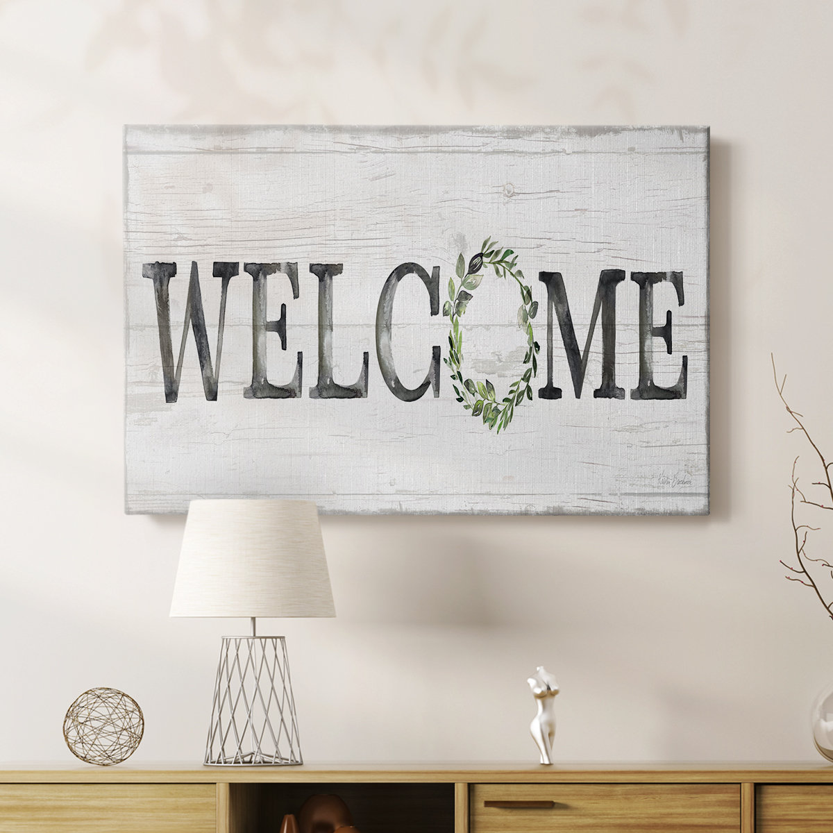Winston Porter Welcome Wreath -Gallery Wrapped Cavas | Wayfair