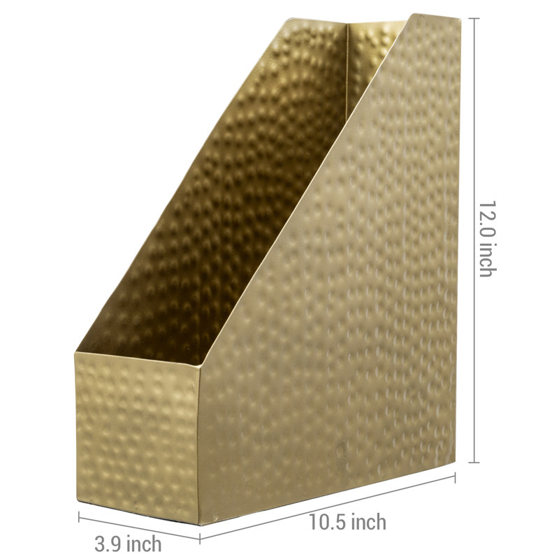 Ebern Designs Mandrona Gold Metal Desk Magazine Holder Rack | Wayfair