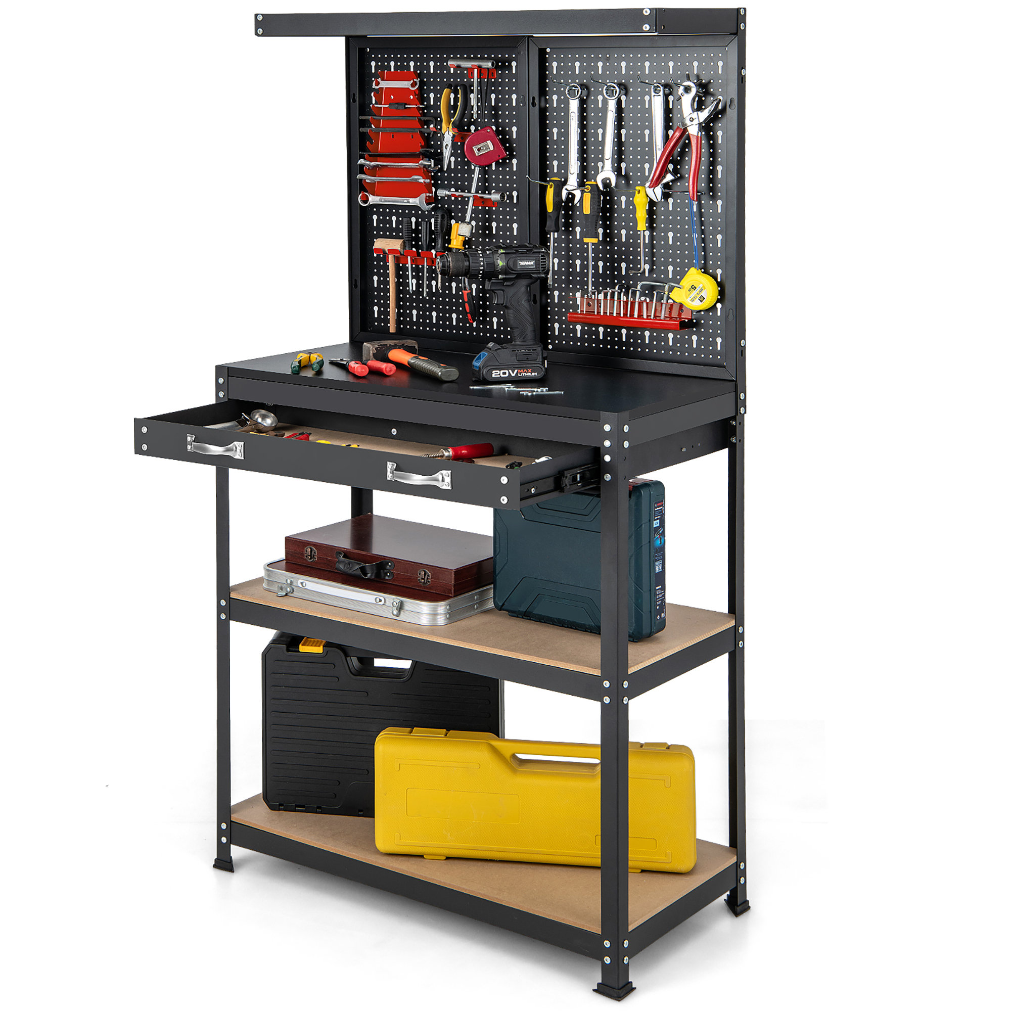 WFX Utility™ Multi-use Workbench W/ 2 Shelves Heavy-duty Work Table Tool Storage Bench | Wayfair
