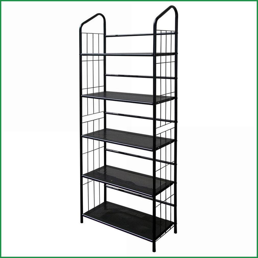 Latitude Run® Corner Bookshelf, 5-Tier 64” Tall Metal Bookcase | Black ...