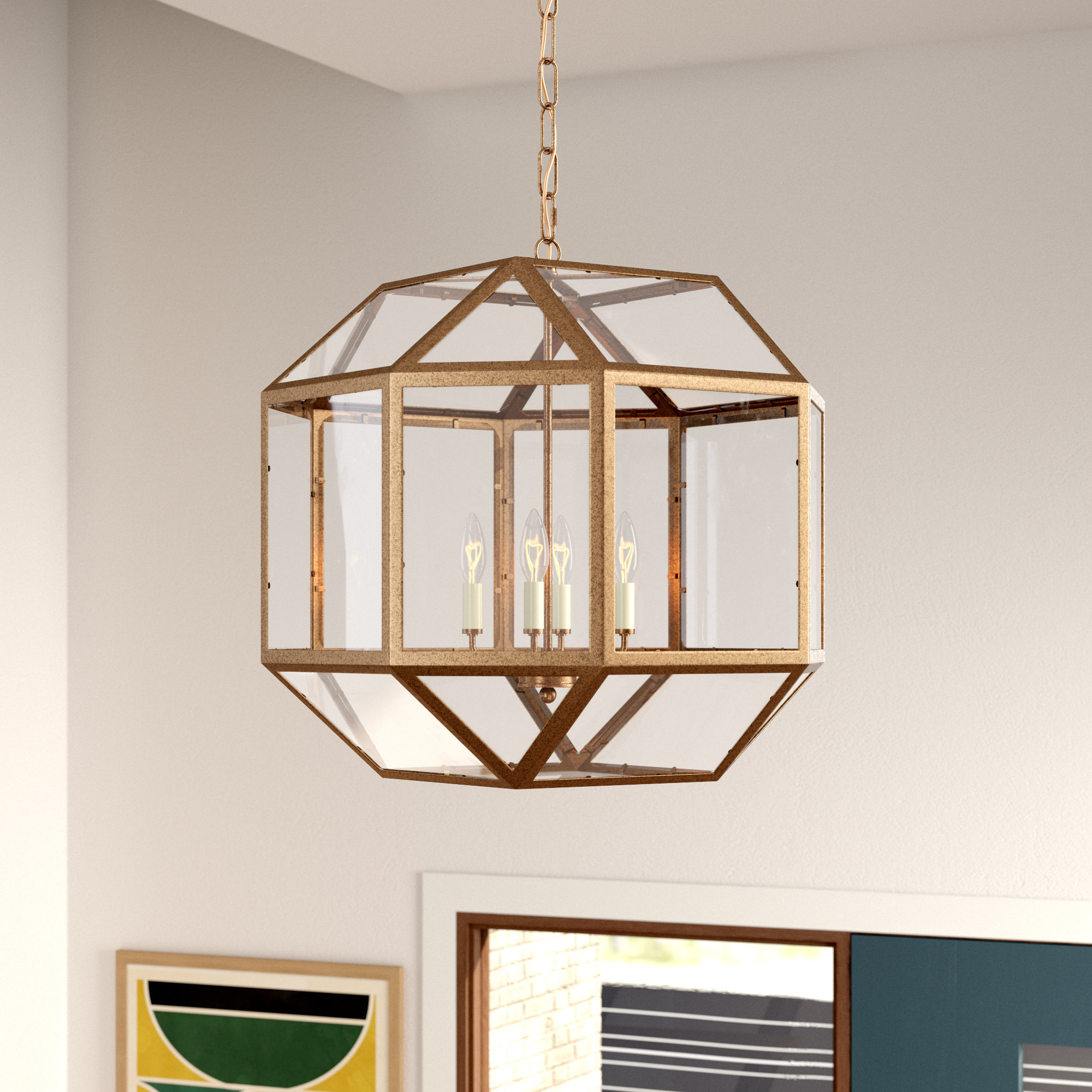 Ivy Bronx Burkeville 4 - Light Dimmable Geometric Chandelier & Reviews ...