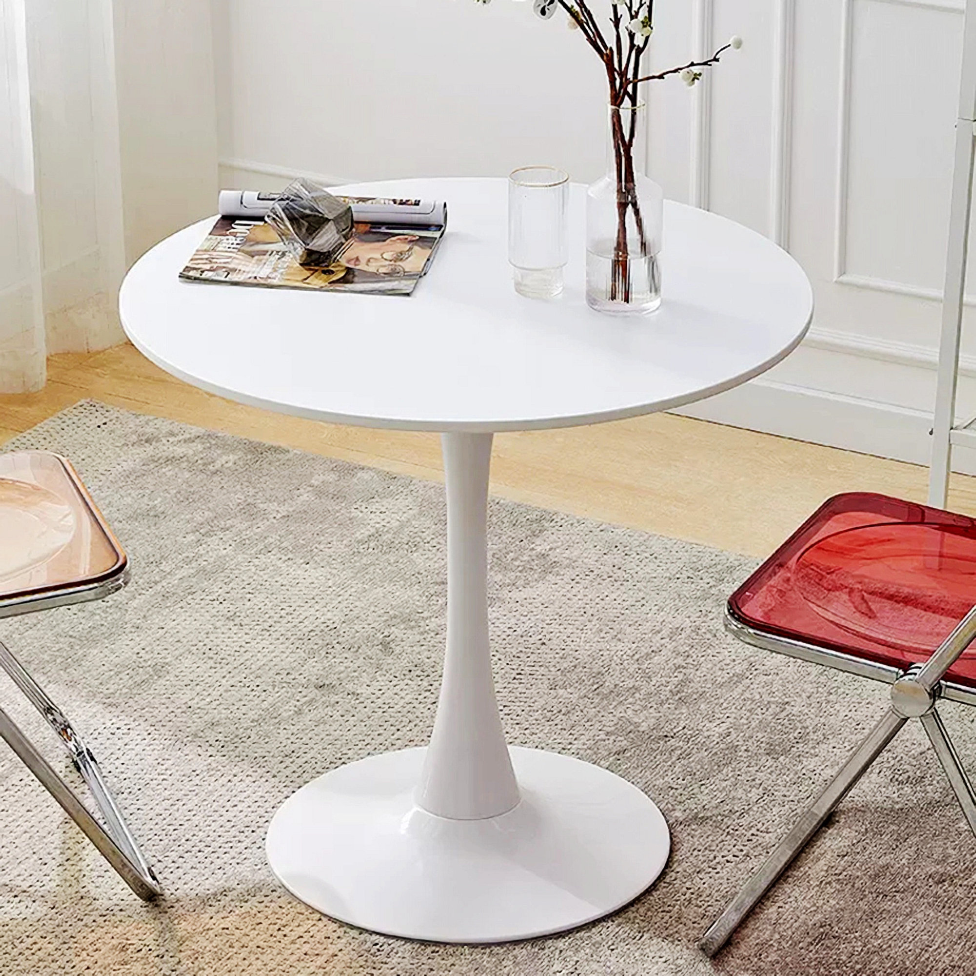 George Oliver Round Table,Dining Table,MDF Top and Steel Base Round ...