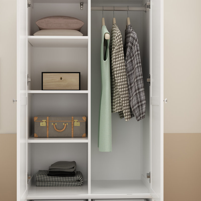 Lark Manor Talisha Freestanding Wooden Wardrobe Armoire with 3 Drawers ...