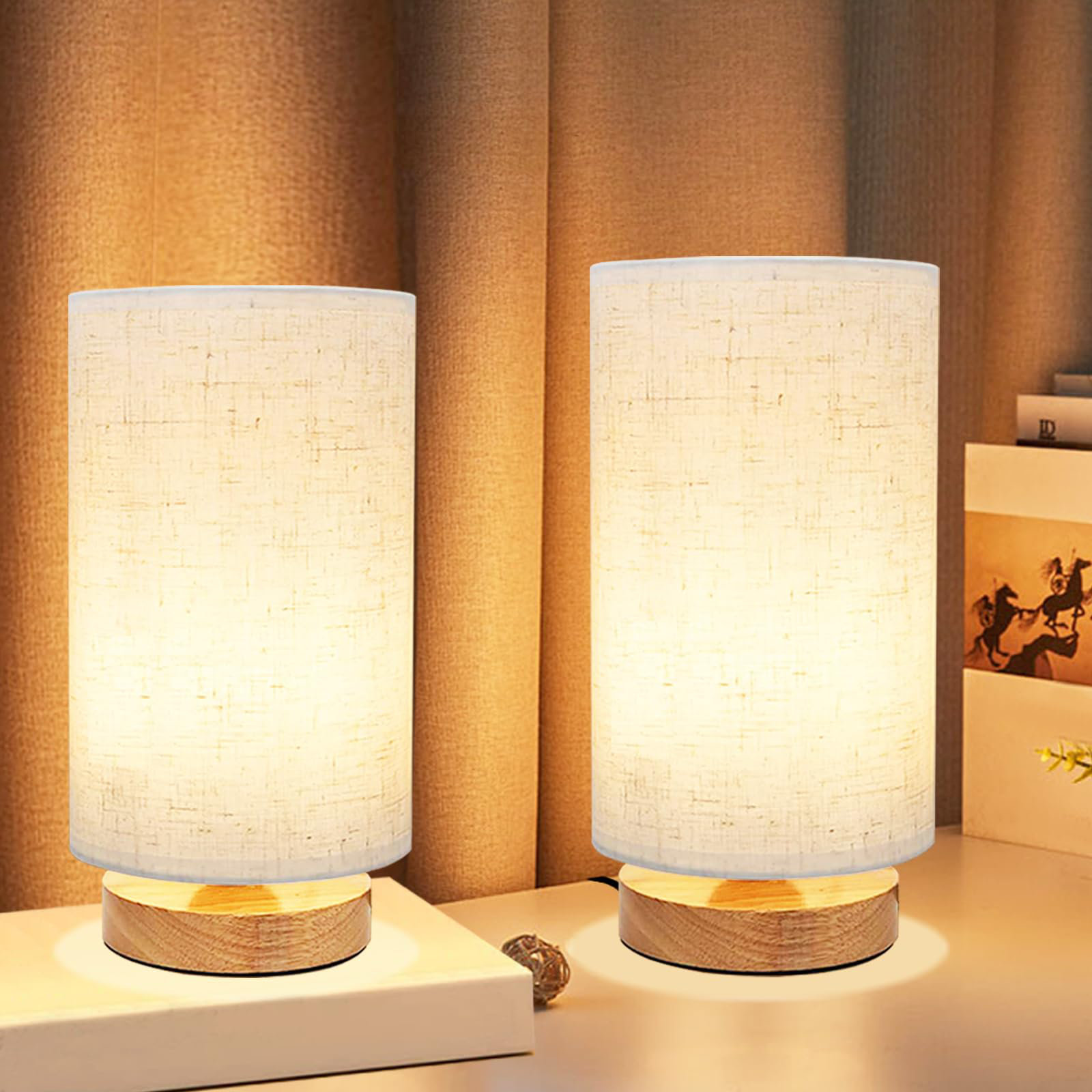 Latitude Run® Small Bedside Table Lamp For Bedroom Set Of 2,Minimalist ...