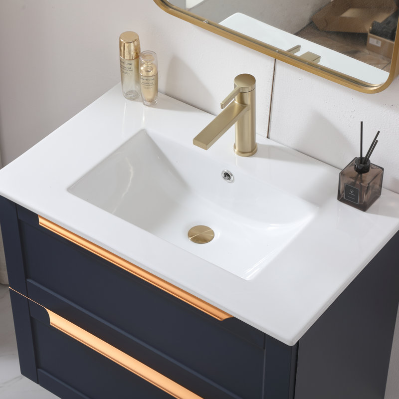 Winston Porter Jamya 30'' Dark Gray Modern Wall Mounted Single Bathroom ...