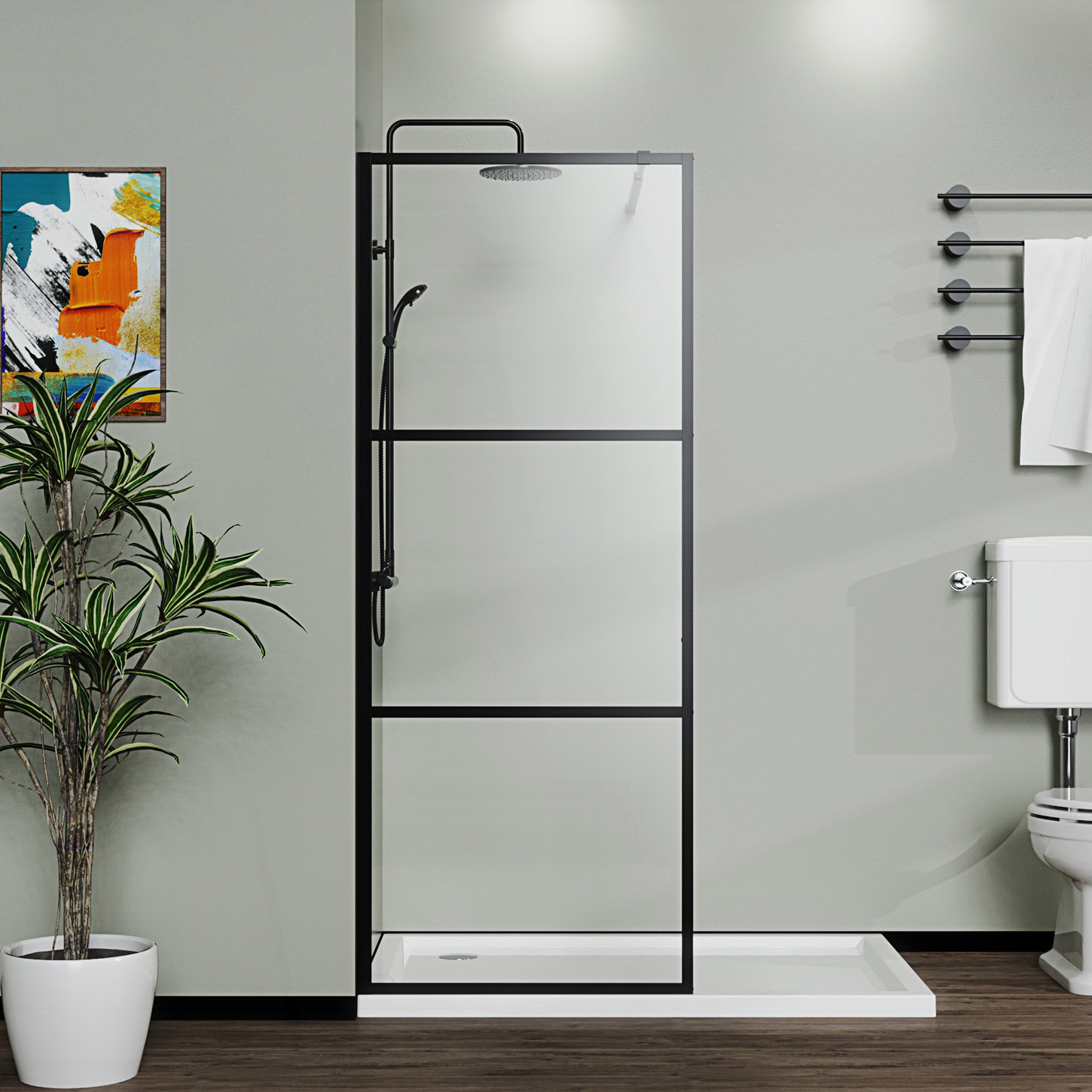 ACCOLADE FURNITURE LLC Shower Screen Door Walk-In Wet-Room, 3-Panel ...