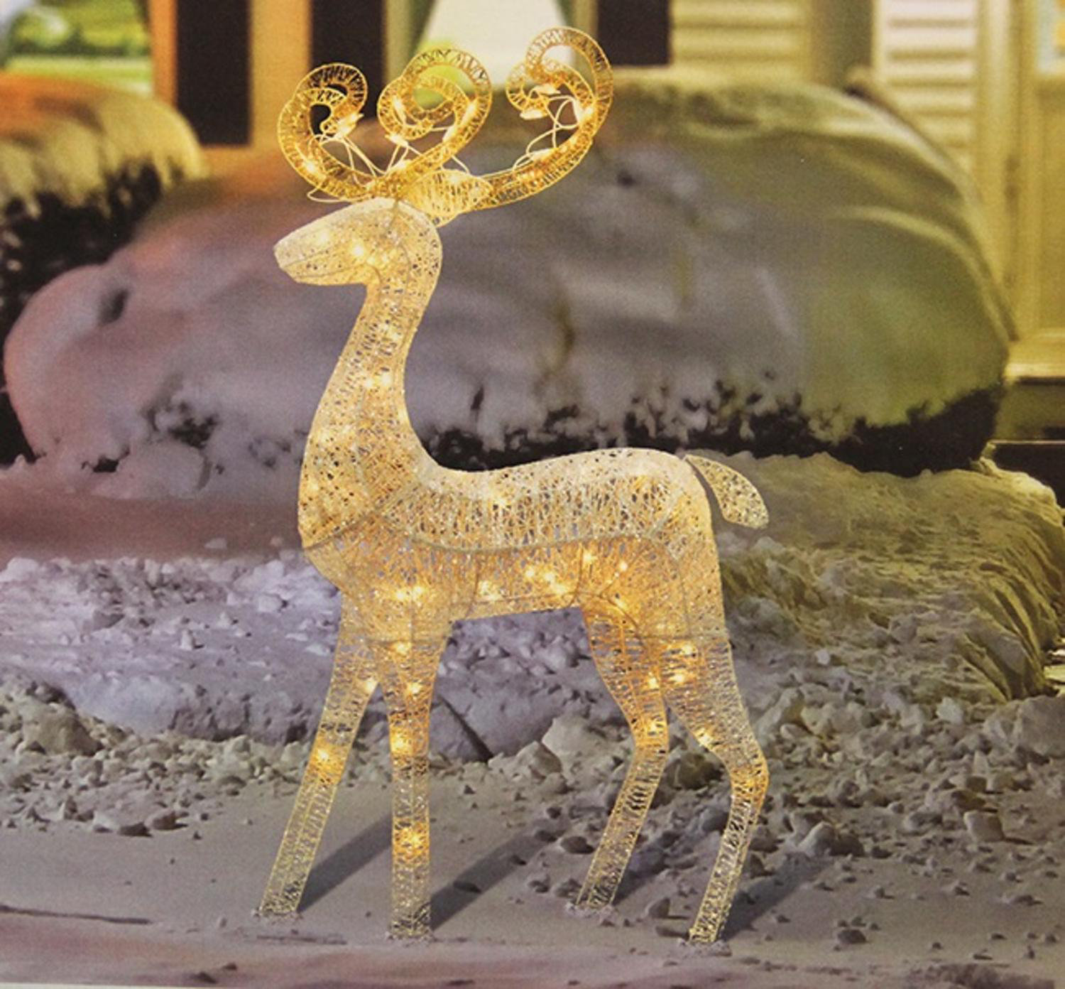 Northlight Seasonal 48" White Lighted Standing Buck Outdoor Christmas ...