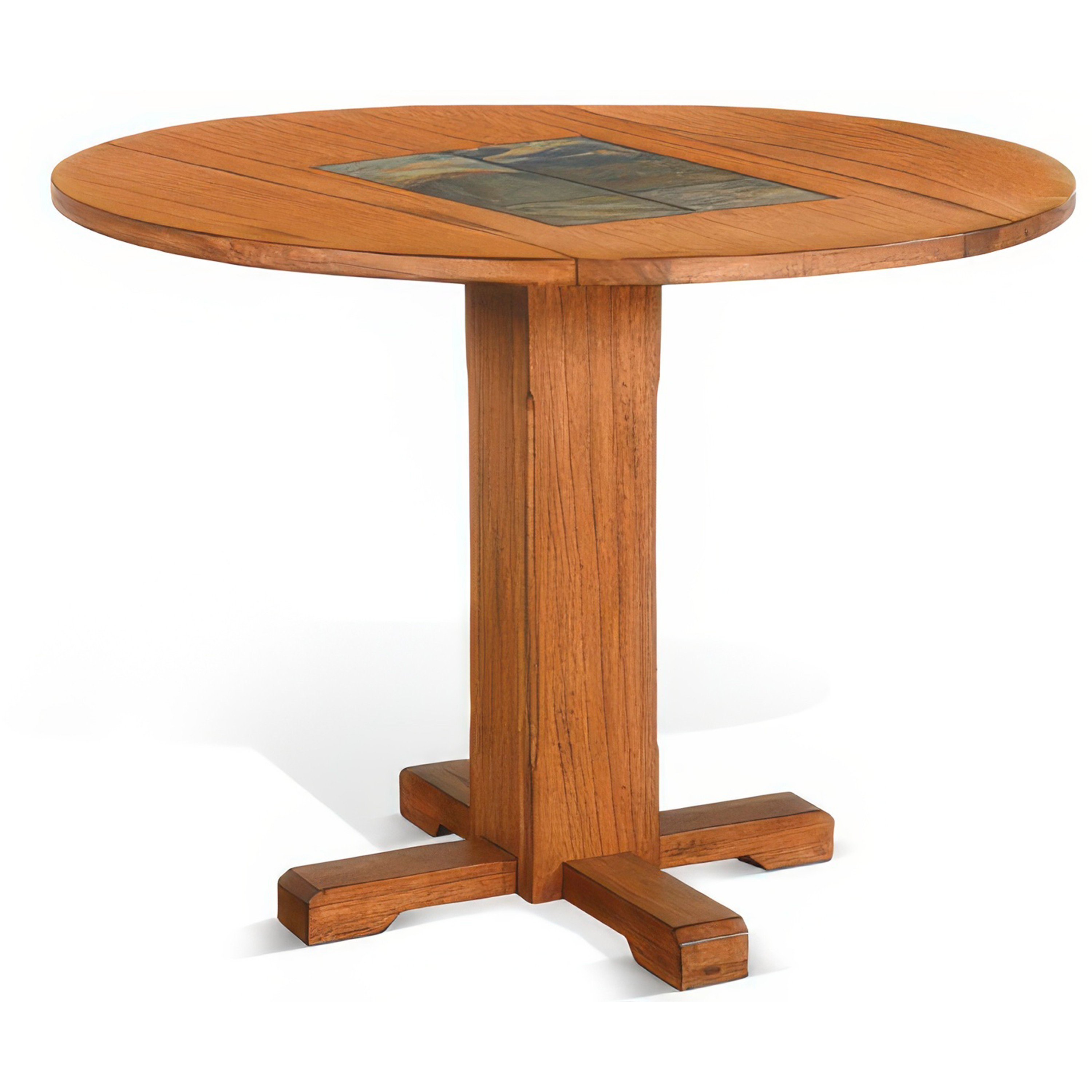 Benjara Marv Dining Table w 2 Drop Leaves, 40 Inch Round Top, Brown ...