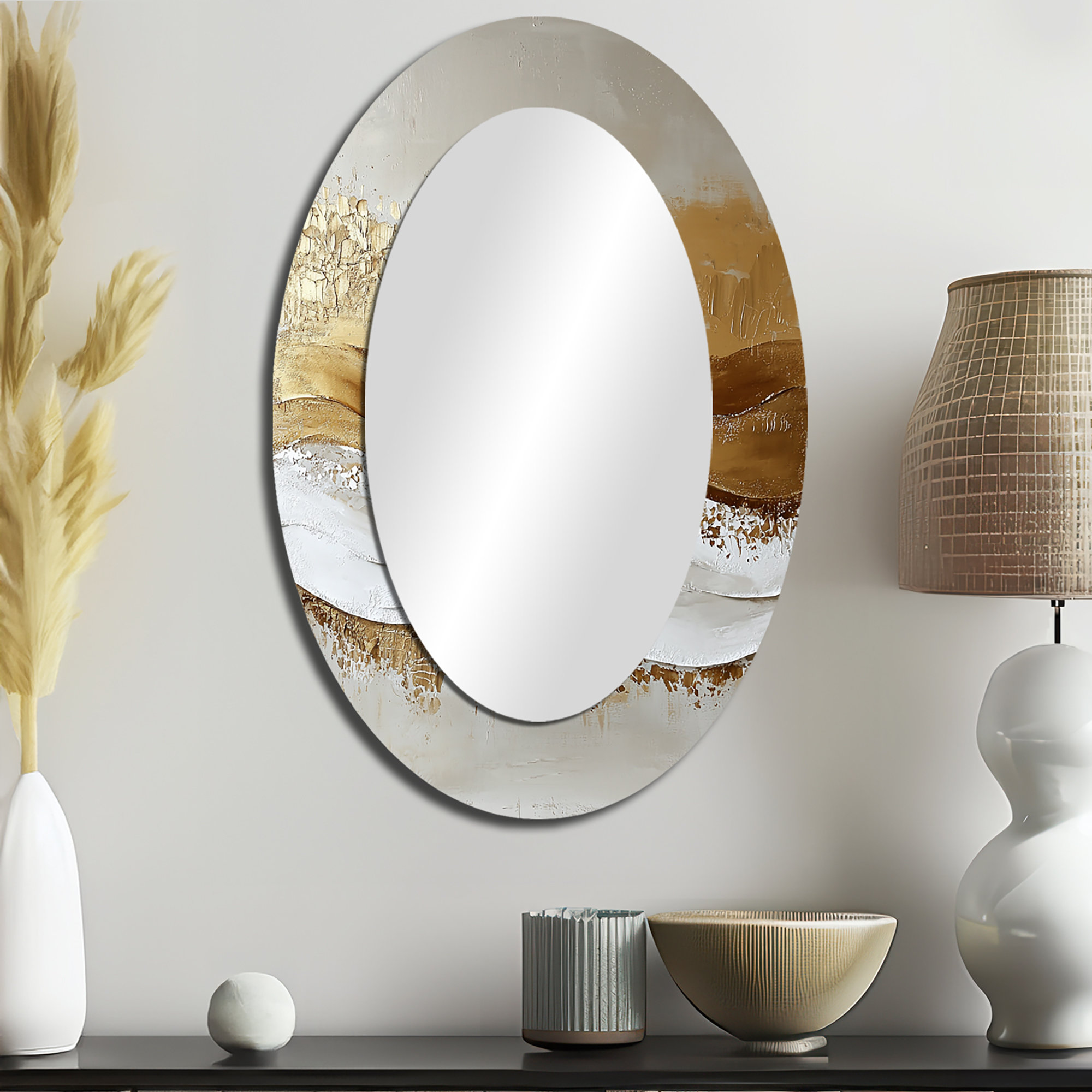 Latitude Run® Gold Sahara Desert Abstract Landscape I - Modern Oval ...