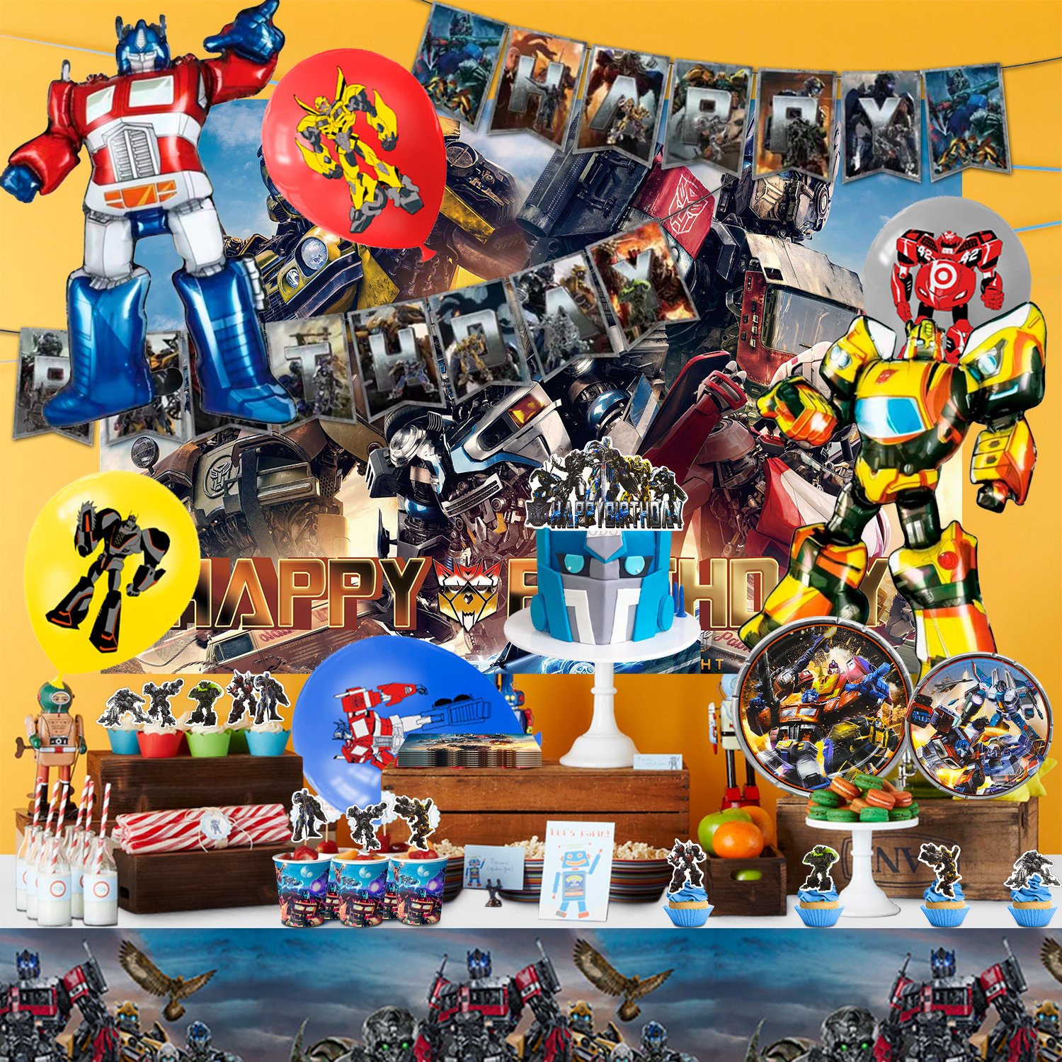 George Oliver Transformers Party Decorations-114Pcstransformers Robot ...