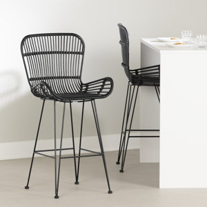 South Shore Balka Standard Rattan Counter Stool With Armrests, Set Of 2 ...