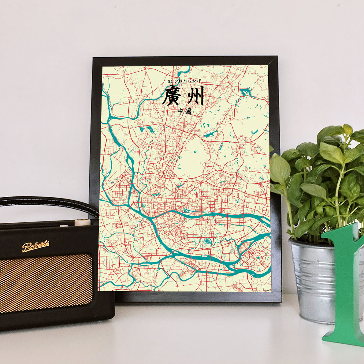 Wrought Studio 'CT Guangzhou City Map' Graphic Art Print Poster in ...