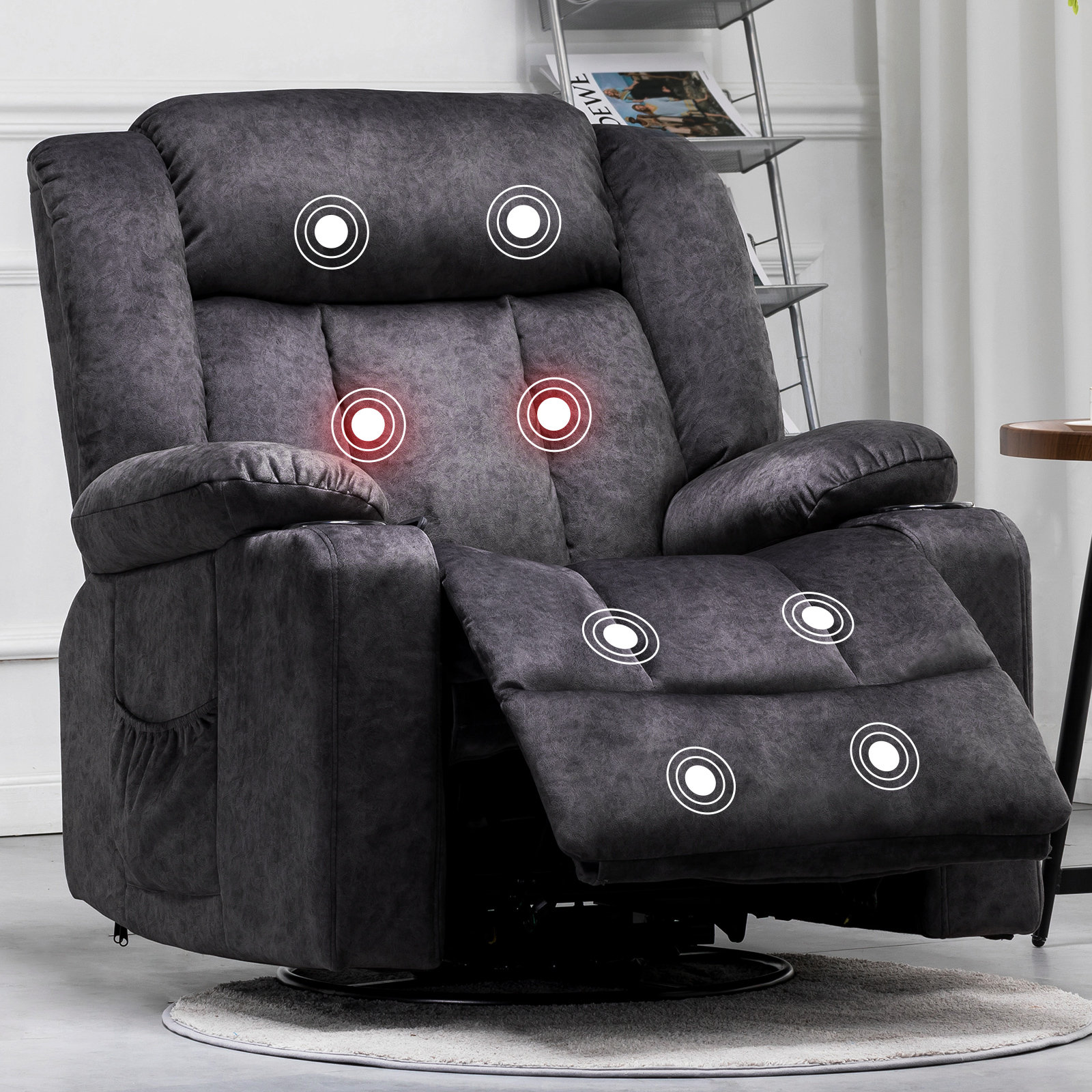 Winston Porter Faygah Recliner Chair Massage Heated Rocker, 360 Degree ...