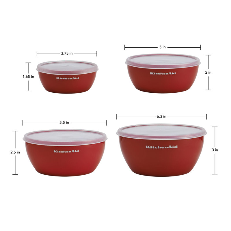 KitchenAid® Classic Prep Bowls with Lids, Set of 4, Empire Red ...