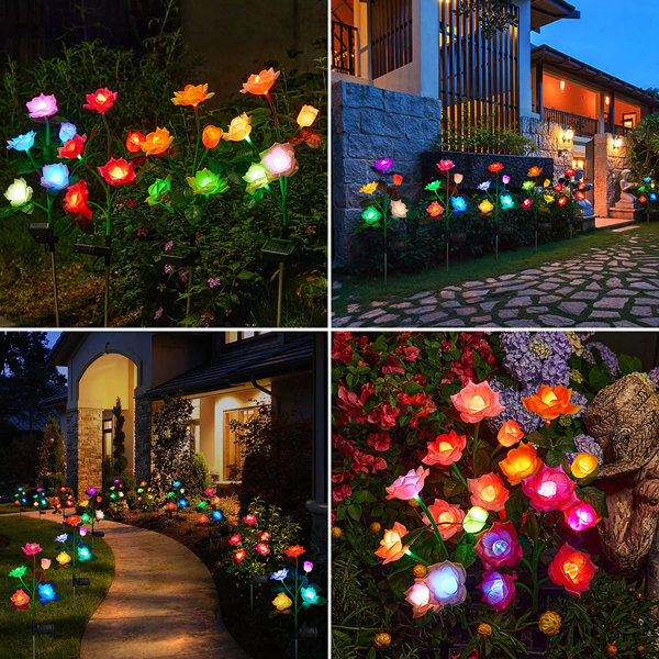 KOOPER Flower Low Voltage Solar Powered Integrated LED Metal/Fabric ...