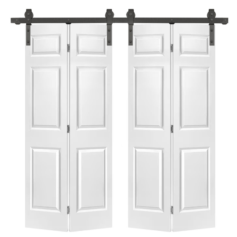 Calhome Paneled MDF Composite Double Bifold Barn Doors with ...